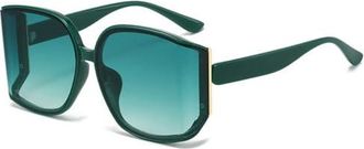 Generic Lunettes de soleil surdimensionnées design 2025 pour femmes, grand cadre, lunettes de soleil de luxe à verres incurvés pour femmes, vertes, taille uni