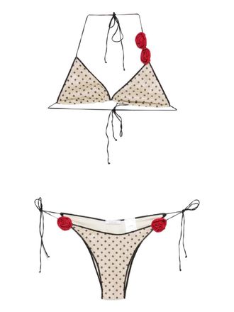 Os&eacute;ree polka-dot floral bikini - Nude