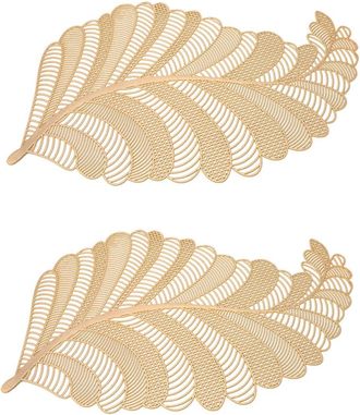 NUOBESTY 2 St&uuml;ck PVC Tischset mit Hohlmuster Hitzebest&auml;ndig und Abwaschbar Tischmatte in Gold f&uuml;r Esstisch Schutz und Dekorative Platzsets f&uuml;r Haushalt und Par