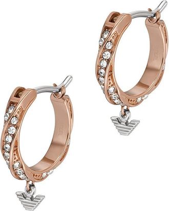 Emporio Armani Damen-Ohrringe aus Edelstahl oder Halbedelmetall mit B&uuml;gel-, Haken- oder Pfostenverschluss, Rose-Gold-Ton