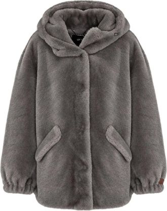 Lou Andr&eacute;a Kapuzenjacke aus Kunstpelz - - Jackets - Damen - Grau - S
