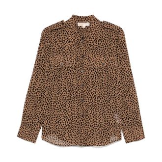 Michael Kors Hemd mit Kn&ouml;pfen und Taschen - - Blouses & Shirts - Damen - Braun - S