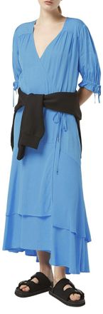 Scotch & Soda Womens Midi Wrap Casual Dress, Aqua Blue, 38