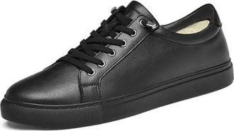 Generic Baskets en cuir v&eacute;ritable pour homme - Blanches - Chaussures d&eacute;contract&eacute;es douces et respirantes - Baskets tendance pour homme, Peluche noire, 45 1/3 