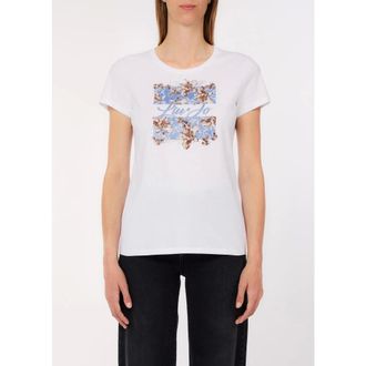 Liu Jo Femme, Tops, Blanc, Taille: 38 FR T-shirt imprim&eacute; avec strass