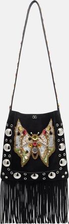 Valentino Garavani Schultertasche Nellc&ocirc;te Medium aus Veloursleder