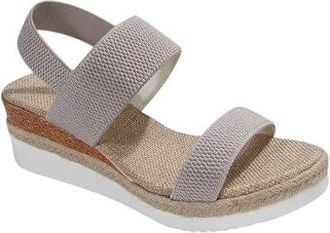 Generic Sandales compens&eacute;es d&eacute;contract&eacute;es et &eacute;l&eacute;gantes pour femme, chaussures d&eacute;t&eacute; de couleur unie, talons moyens, respirantes, confortables, sandales &agrave; bride