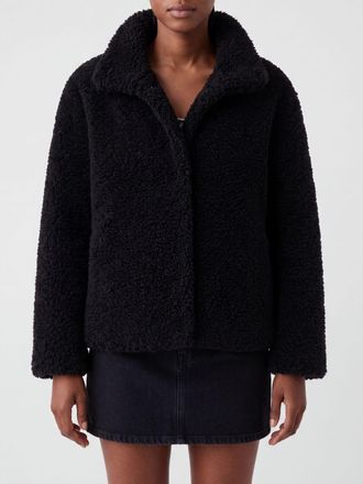 Herno Cropped-Jacke aus Webpelz mit Stehkragen und verdecktem Verschluss