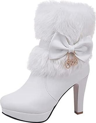 Lazzboy Bottines Femme Talon Aiguille Bottes Courtes Chaussures Hiver Rétro Renaissance Médiévale Imperméable Chaussures Bout Pointu Chic Ankle Boots Escarpin