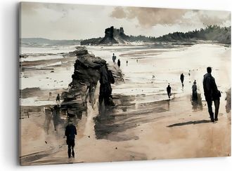 Arttor Wandbilder Dekoration Wohnzimmer Strand Menschen Stück Bilder auf Leinwand 120x80cm Leinwandbild Schlafzimmer Küche Deko Wand Kunstdruck Art Groß XXL 