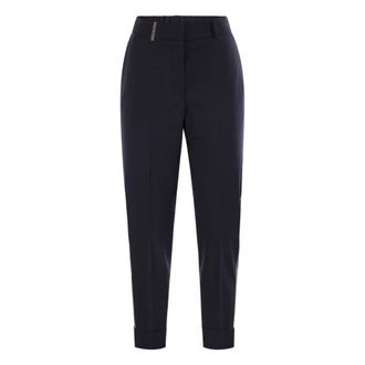 PESERICO Homme, Pantalons, Bleu, Taille: 3XS Pantalon en m&eacute;lange de laine vierge avec bijoux