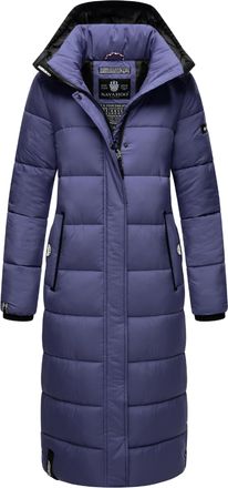 Navahoo Damen Wintermantel Warmer Steppmantel lang mit Abnehmbarer Kapuze Isalie Blue Violet Gr. XXL