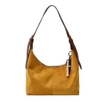 Generic Sac &agrave; main fourre-tout en daim synth&eacute;tique de couleur unie - Sac &agrave; raviolis souple - Sac r&eacute;tro pour filles et femmes - Cadeau danniversaire, jaune, 11
