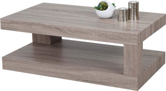 Mendler Couchtisch HWC-A32, Wohnzimmertisch, 3D-Struktur, 40x110x60cm MVG-Zertifiziert - dunkle Eicheoptik