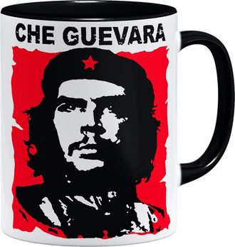 OM3 Rebel-Che-Guevara Kaffee-Tasse - Keramik Becher - 11oz 325ml - Beidseitig Bedruckt - Schwarz