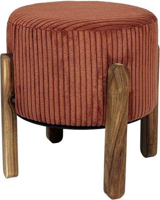 The Home Deco Factory Tabouret en velours c&ocirc;tel&eacute; Scott