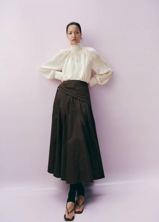 Mango Chemisier col montant semi-transparent &eacute;cru - Femme - XS - MANGO