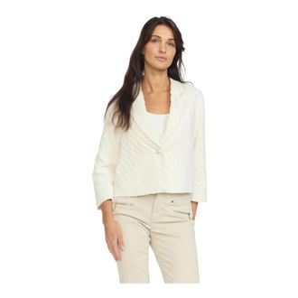 2-Biz Wei&szlig;e Blazer mit &frac34; &Auml;rmeln - - Jackets - Damen - Wei&szlig; - 2XL