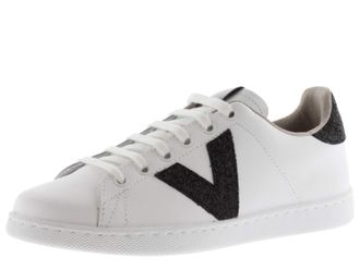 Victoria Sneaker Tennis Leder & GlitzerEins&auml;tzen & Animal-Print 1125188 f&uuml;r Damen Negro 35