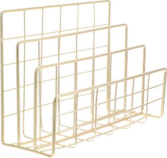 NUOBESTY Metall L-f&ouml;rmiger Dokumentenst&auml;nder Regal Klein Hellgold Legierung Schreibtisch Organizer B&uuml;ro Schlafzimmer Aufbewahrung