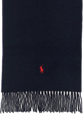 Polo Ralph Lauren Wool with Embroidered Pony Logo Scarf - Navy