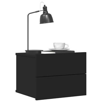Generic Nachttisch 2 Schubladen Schwebend(1 oder 2 pcs), Nachtschrank, Nachtkommode, Nachtkonsole, Wandschublade, 40x30x30cm, Holzwerkstoff(Wei&szlig;) (Schwarz 02)