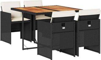 vidaXL Ensemble &agrave; manger de jardin coussins 5pcs Noir R&eacute;sine tress&eacute;e Vidaxl