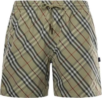 Burberry Homme, Maillots de bain, Vert, Taille: S Check Swim Shorts
