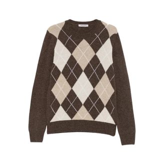 La Fileria Argyle Pullover-Pullover mit Rundhalsausschnitt - - Knitwear - Herren - Braun - XL