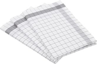 ROSS 3er Pack Halbleinen Geschirrt&uuml;cher Exclusiv Karo Wei&szlig;fond Silber, 50x70 cm