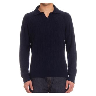 Drumohr Blauer Pullover mit Rippendetails - - Knitwear - Herren - Blau - XL