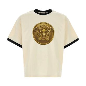 Versace Homme, Tops, Blanc, Taille: XL Printed Cotton-Jersey Regular T-Shirt