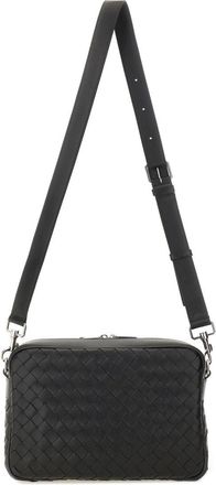 Bottega Veneta Unisex Shoulder Bag Room Intrecciato Black Leather Calfskin