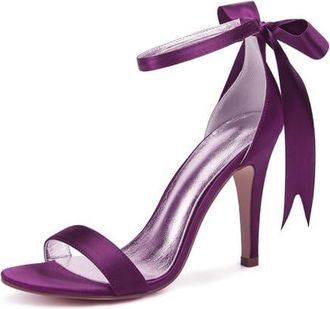 Generic Chaussures Mariage Femmes Aiguille Talon Heel Ouvert Bout Sandales Mariée Talons Classique Dress Heels10.5 CM,Violet,38 EU