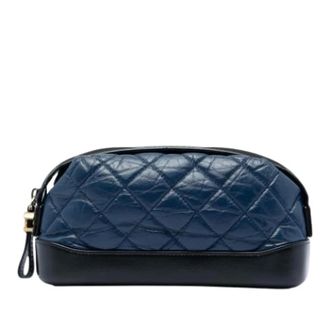Chanel Pre-owned Pochette en cuir dagneau matelass&eacute; - Femme - Pre-owned - Bleu - Taille: ONE Size