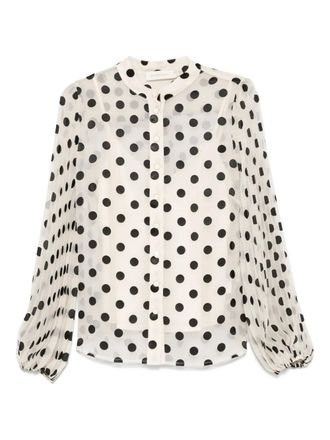 Zimmermann Bluse mit Schleifenkragen - Nude