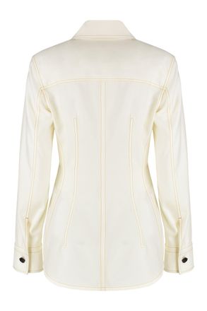 Bottega Veneta Womens Wool-Effect Shirt Dove Acrylic