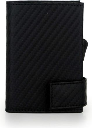 SecWal Kartenetui mit M&uuml;nzfach Druckknopf (Schwarz Carbon)