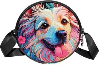 Generic Sac &agrave; bandouli&egrave;re rond pour femme, petit sac &agrave; bandouli&egrave;re color&eacute; avec fermeture &eacute;clair, bretelles r&eacute;glables, sac &agrave; main rond d&eacute;contract&eacute; pour femmes 