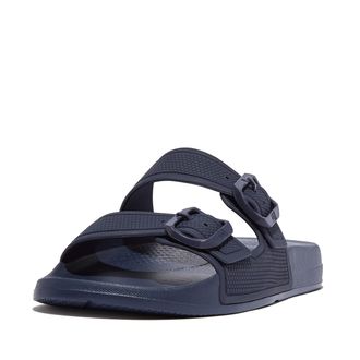 FitFlop Damen IQUSHION Bar Buckle Slide Flache Sandale, Midnight Navy (Marineblau), 36 EU