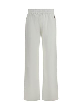 Moncler Womens Pants Logo-Appliqu&eacute; Natural Cotton Trousers