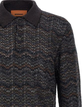 Missoni Zigzag-Knit Cashmere Blend Polo - Black