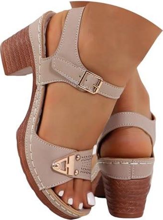 Generic Sandales &agrave; talon bloc pour femme 2026, grosses et r&eacute;glables, sandales d&eacute;t&eacute;, de plage, de vacances, creux, large largeur, d&eacute;contract&eacute;es, bout ouvert, p