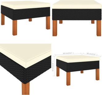 vidaXL Vidaxl - Fu&szlig;hocker Poly-Rattan und Massivholz Eukalyptus - Outdoor-Hocker - Rattan-Hocker - Eukalyptus Holz - Lounge Set - Gartenm&ouml;beln - Home &