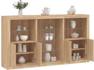 vidaXL Sideboard mit LED-Leuchten Sonoma-Eiche 181,5x37x100 cm - Vidaxl