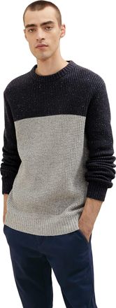 Tom Tailor Herren 1033658 Strickpullover mit Colorblock, 30664 - Blue Grey Color Block Nep, L