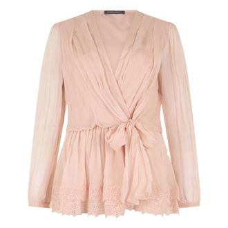 Alberta Ferretti Femme, Blouses et Chemises, Rose, Taille: 42 FR Blouse avec dentelle