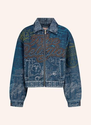 True Religion Bestickte Jeansjacke blau
