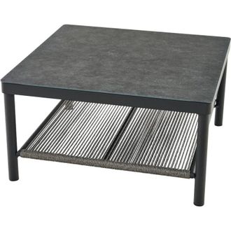 Siena Garden Siena Garden - Kansas Lounge Tisch 75x75cm Gestell aus Aluminium in matt anthrazit, Tischplatte aus Glas in dark concrete