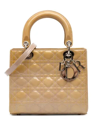 Dior sac cabas Cannage Lady Dior médium (2009) - Marron